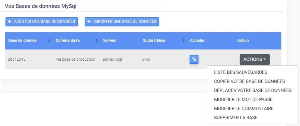 Gérer mes bases de données MySQL - Assistance Nuxit